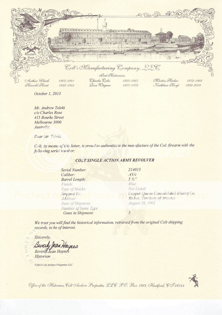 Colt Archive Letter for Colt 41 | Colt Forum
